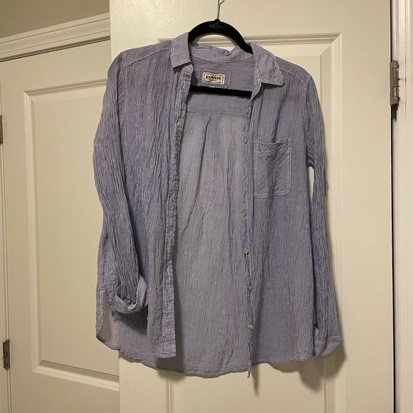 Express | Tops | Express Boyfriend Button Down Shirt Blue White | Poshmark